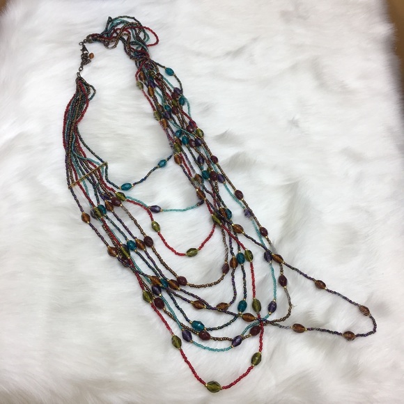 Jewelry | Multistrand Rainbow Boho Necklace | Poshmark